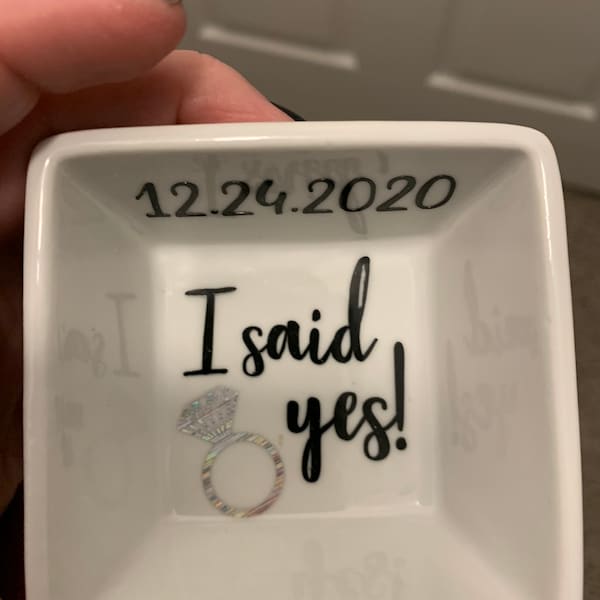 Ring Dish | I Said Yes! Personalized Ring Holder | Engagement Gift ...
