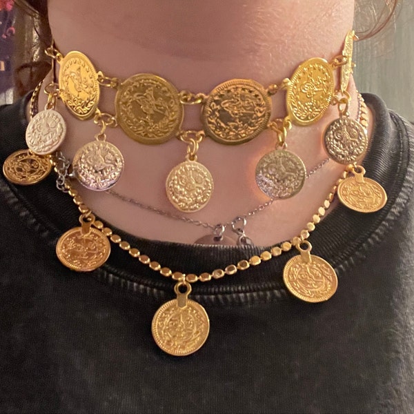 HALA Gold Plated Lira Choker Necklace - Etsy