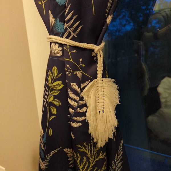 Nautical Pigtail Knot Tieback, Natural White Cotton Rope Tieback ...