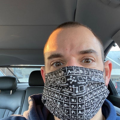 Fabric Face Mask, Black Periodic, Periodic Table Mask, Science Mask ...