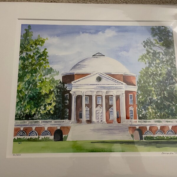 8 X 10 University of Virginia Rotunda Watercolor Limited Edition Print ...