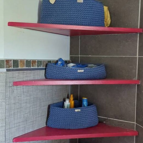 Jute Triangle Storage Baskets, Corner Shelf Basket, Large Kitchen ...