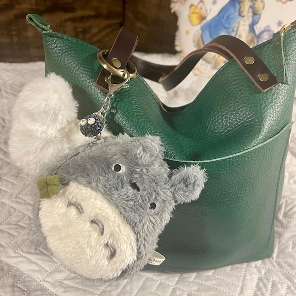 My Neighbor Totoro Soot Sprite Faux Fur Heart Plushie Coin Purse Bag ...