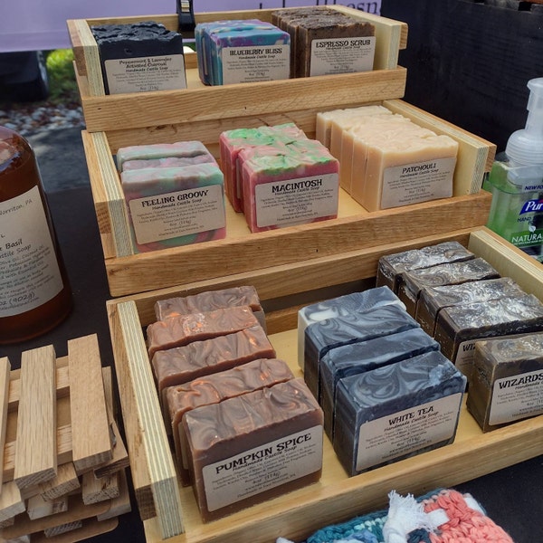 3 Wood Crates + 3 Storage Totes Soap Display Stand for Farmers Market ...