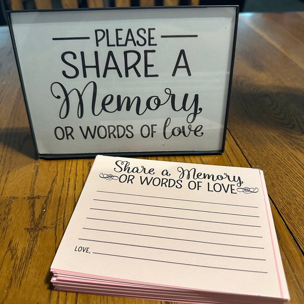 Share a Memory Sign, Share Memories, Please Write a Memory Card ...