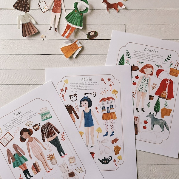Paper Doll , Printable Doll, Kids Art Activity, Busy Book - Etsy