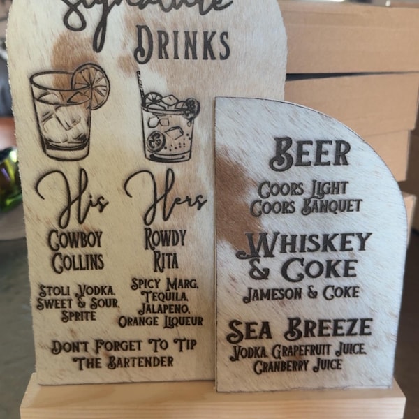 Wedding Bar Sign |custom Cowhide Branded Sign | Personalized Western ...