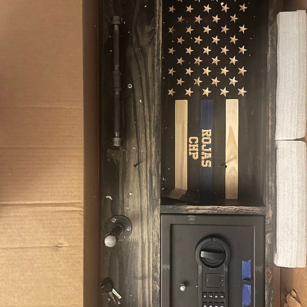 Police Duty Gear Rack With Lockbox Safe + FREE Metal Miranda Card ...