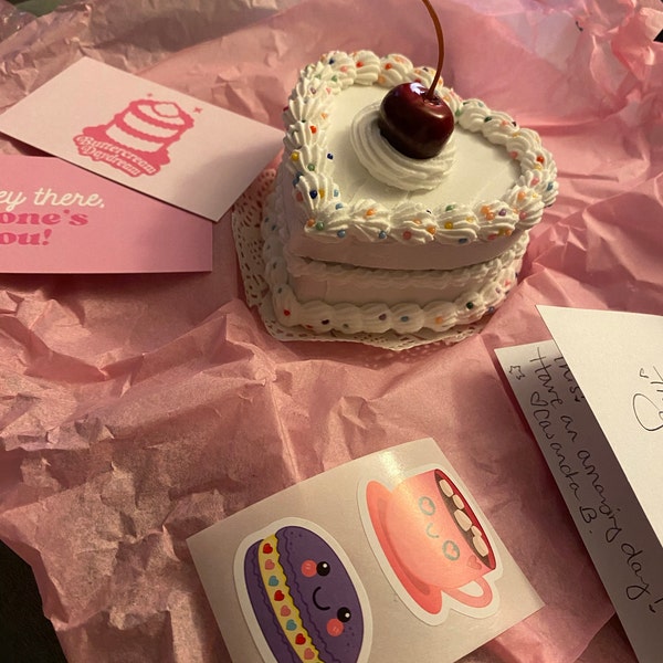 Fake Cake - Mini Heart-shaped Cake Box With Sprinkles - Etsy