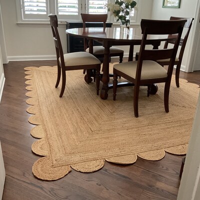 Scalloped Jute Rug Natural Scallop Rug Scalloped Edge Rug - Etsy