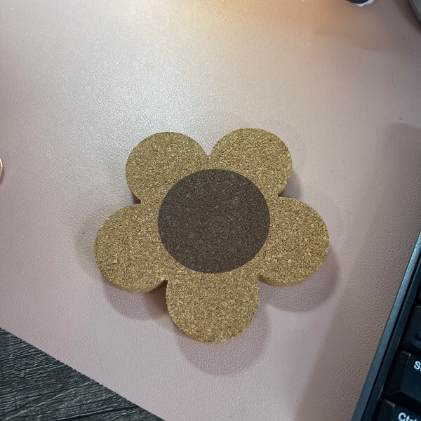 Flower Coaster | Natural Cork Coaster | Non-slip - Etsy