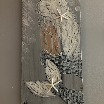 Mermaid Laying Down in Ivorys and Blues - Etsy