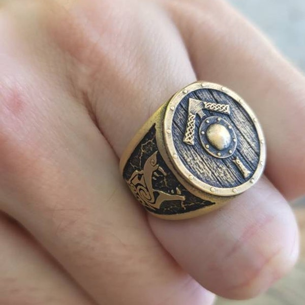 Nordic Signet Viking Shield Ring Tiwaz Rune Norse Pagan Jewelry - Etsy