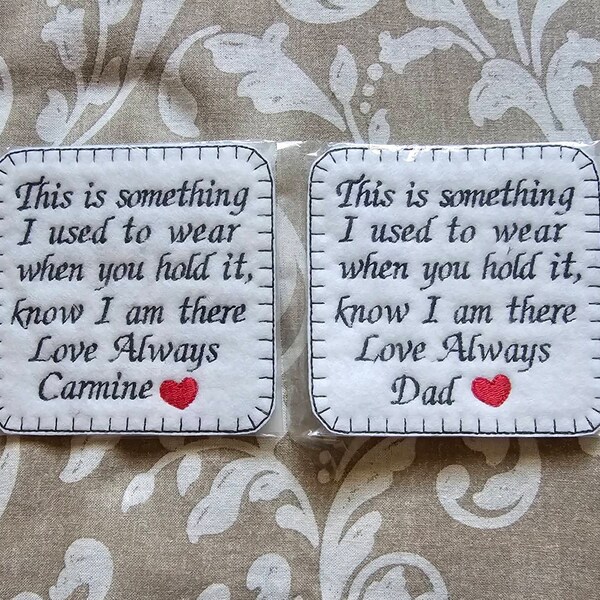 Personalised Memory Embroidery Patch for a Memory Pillow Cushion or ...
