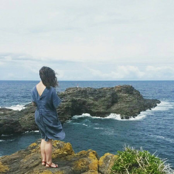 Linen Dress Motumo - 18S9 / Summer Linen Dress / Washed Linen Dress ...