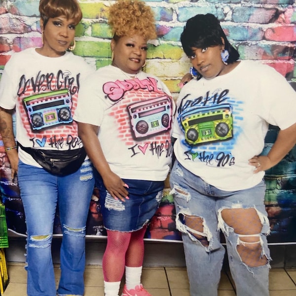 Airbrush Boombox 90s Brick Wall Custom T Shirt / Hoodie Sweatshirt - Etsy