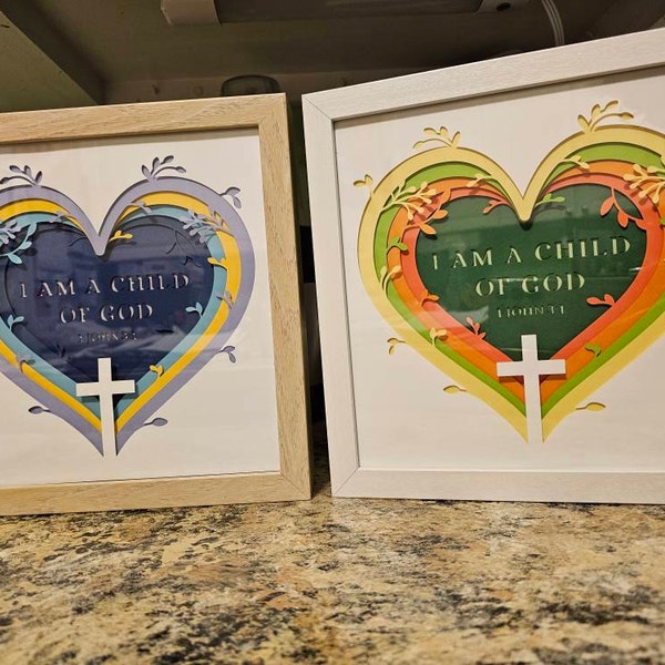 3D Child of God Heart Shadow Box, Christian Shadow Box, Religious Svg ...