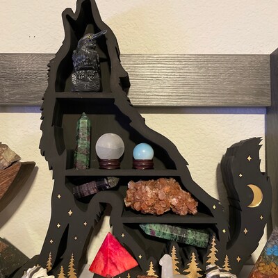 Coppermoon Handmade Wolf Shelf, Wolf Wall Art, Wolf Wall Decor, Crystal ...