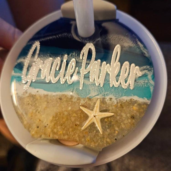Personalized Beach Stanley Name Topper, Personalized Stanley Plate ...