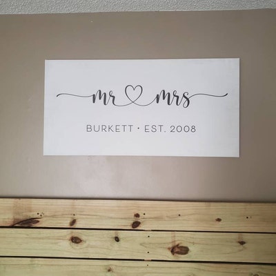 Custom Mr & Mrs Sign With Last Name for His and Hers Canvas Wall Art ...