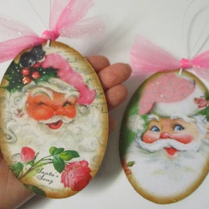 Pink Victorian Santa Vintage Christmas With Roses Large - Etsy