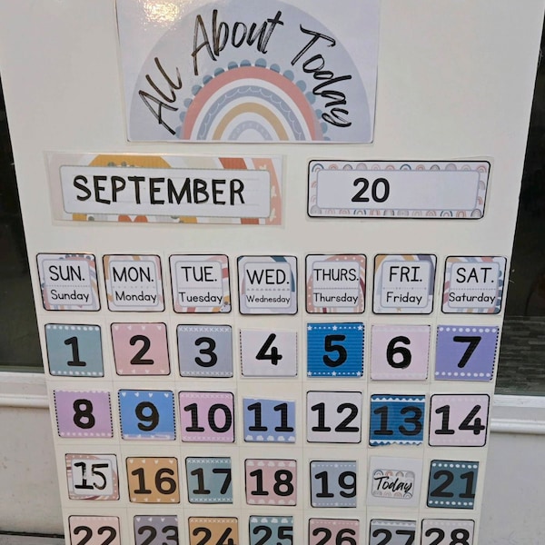 DIGITAL DOWNLOAD Boho Rainbow Theme All About Today Calendar | Circle ...