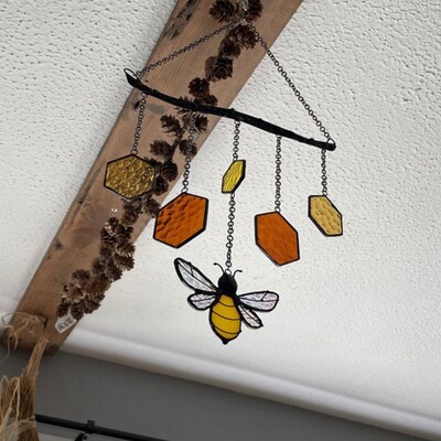 Yellow Honeycomb Bee Suncatcher Dream Sun Catcher Stain Glass Fall ...