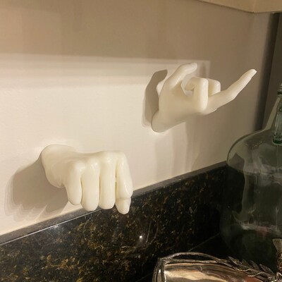 Wall Mounted Hand Hook, Grabbing, Male Gesture, Silk Blue, Matte Finish ...