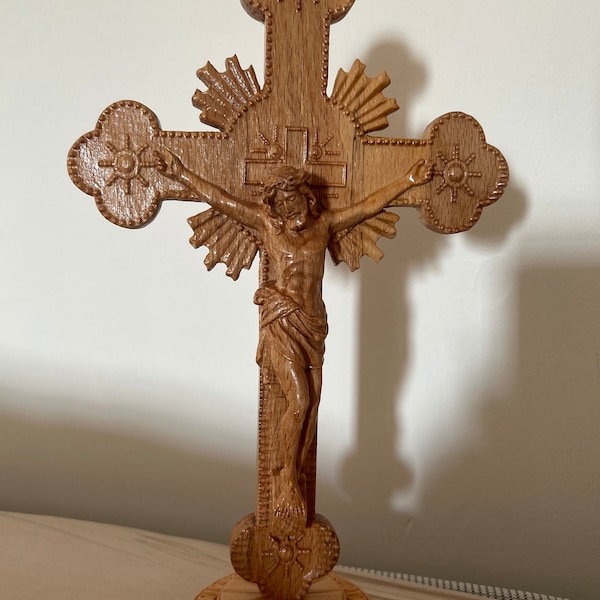 Christ Crucifix Solid Wood Religious Wall Wooden Cross Jesus Crucifix ...