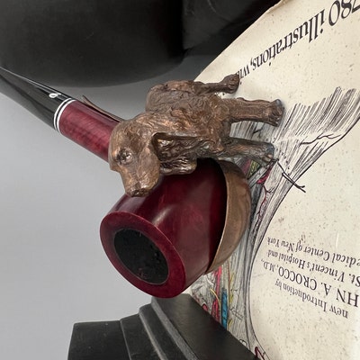 Vintage Dunhill Leather Covered 3-place Pipe Stand Brass Collars Pipe ...