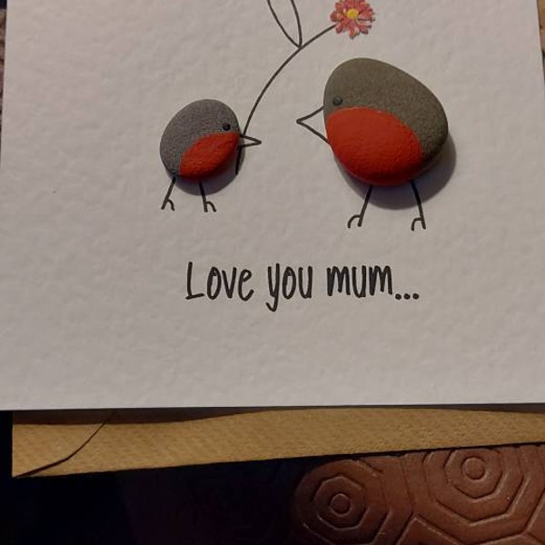 Robin Pebble Birthday Card, Robin Red Chest, Birthday Card, Unique ...