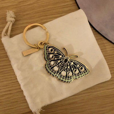 Night Butterfly Enamel Keychain Lunar Moth Luna Moon Phases, Stars ...