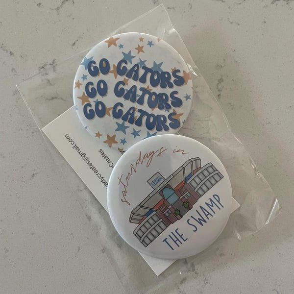 Gainesville Girlie | Football Game Day Button UF Florida Gators - Etsy