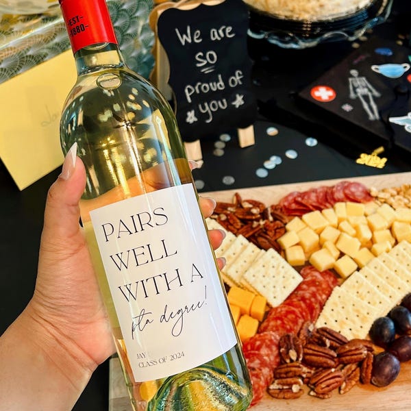 Pairs Well With Wine Label Master Degree Bachelors Graduation Labels ...