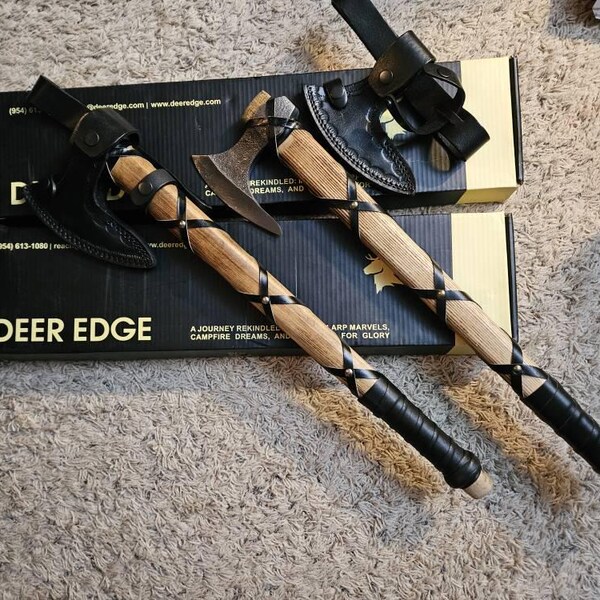 Full Tang Throwing Axe Knife Set - Stainless Steel Tomahawk Throwing Knife Bundle - Perfect Gift ...