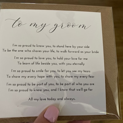 To My Groom Wedding Day Poem Card-show Him How Special He Is - Etsy UK