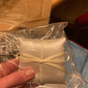 Small Ring Pillow, Ivory Satin Engagement Ring Pillow, Mini Ring Bearer ...