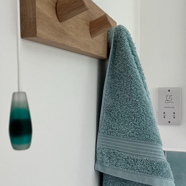 Dowel Peg Rail With Straight Edge by TOMAZIN | Oak Hook Board, Coat Hat ...