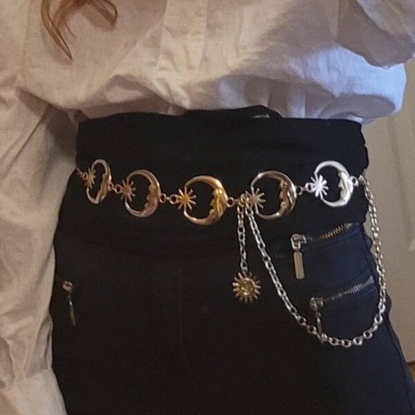 Gothic Belt, Harajuku Punk Moon Metal Belts Women Vintage High Waist ...