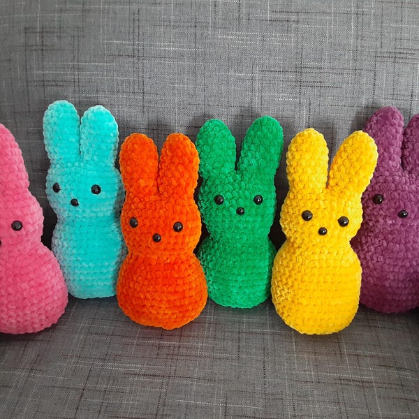No Sew Peep Bunny, Crochet Pattern, PDF, Digital, Download, Easter Pattern, Peep, Crochet Bunny ...