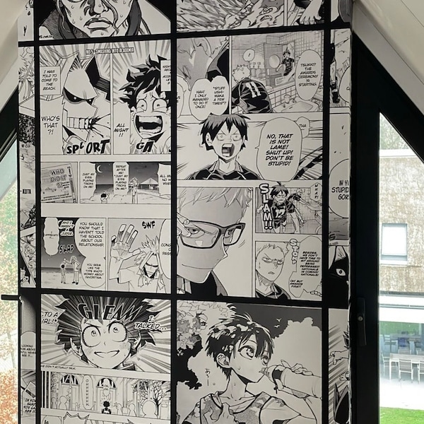 1250 Anime Manga Panels Wall Collage Kit | Anime Black & White Collage ...