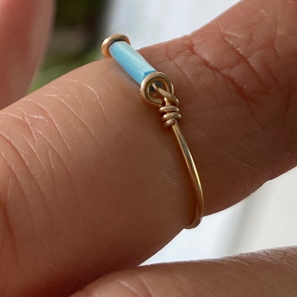 Turquoise Thin Rings Handmade - Midi Thin Ring, Metal Thin Ring -knuckle Ring Gold Stacking Wire ...