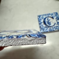 Red Lotus Stained Glass Look Art on Glossy Ceramic Decorative Tile Gift ...