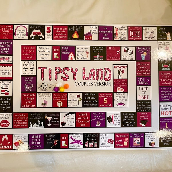 Tipsy Land Couples DISCOUNTED LAMINATED BOARD Game Clean Out, Date Night, Perfect Anniversary ...