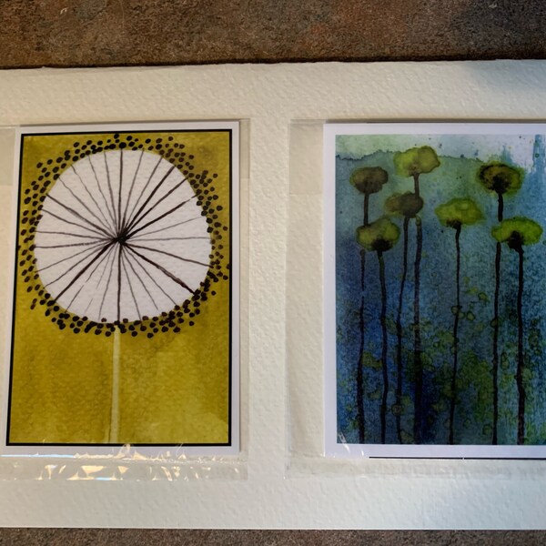 ACEO Print Mustard Yellow Dandelion, MCM Midcentury Flower Painting Mid ...