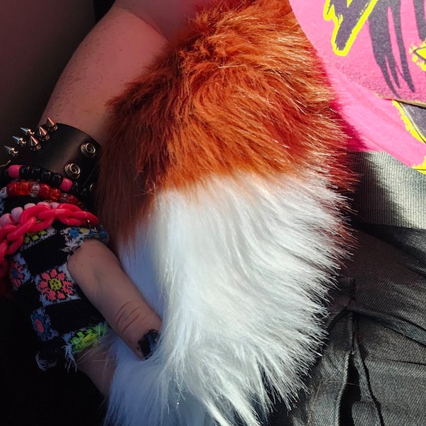 Ivory and Blonde Cat Tail Cosplay Tail Faux Fur Tail Hand Made Tail ...
