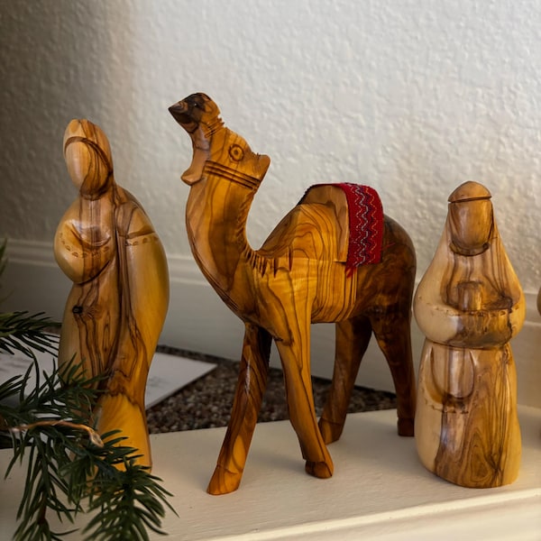 Olive Wood Nativity Set Olive Wood Nativity Set in a Cave Hand Carved ...