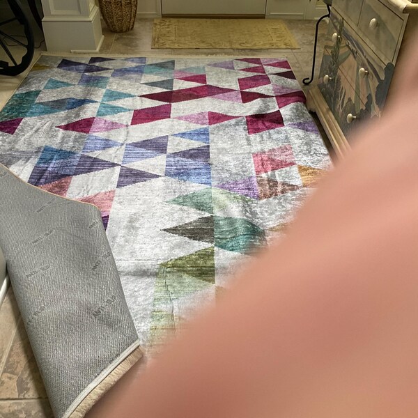 Hereke Motif Rug,rustic Design Farmhouse Carpet,machine-washable ...