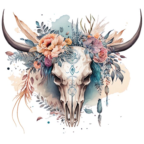 Bull Skull PNG | Western PNG | Bull Skull Clip Art | Boho Bull Skull ...