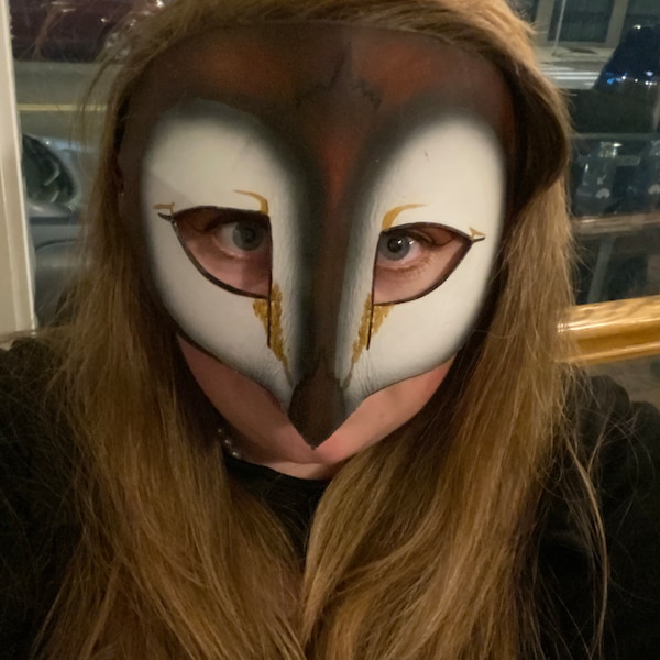 Barn Owl Leather Mask Fairy Leaf Maple Autumn Natural Wiccan Masquerade ...